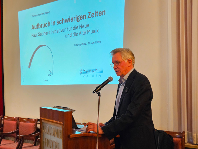 Thomas Drescher referiert über das Wirken von Paul Sacher